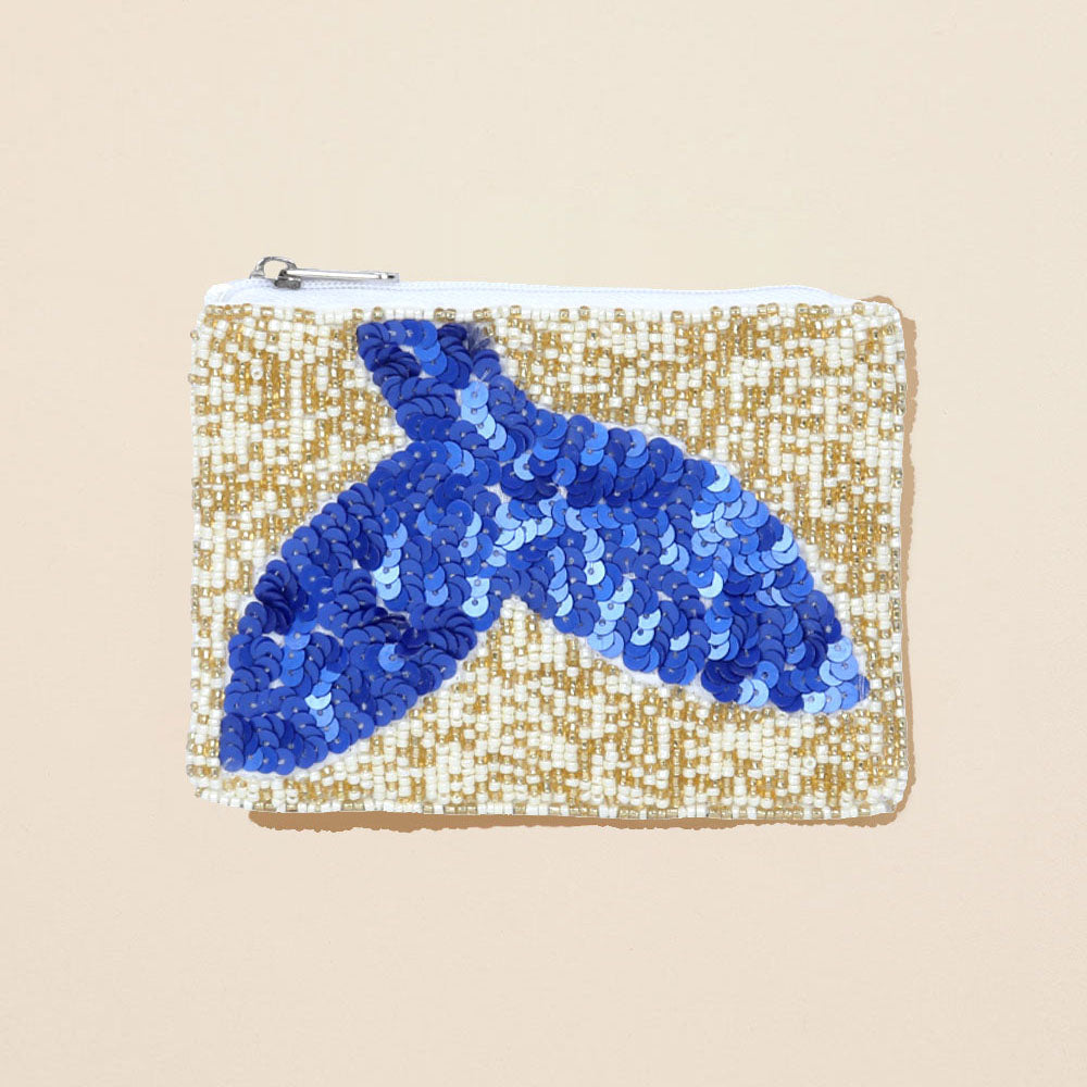 Whale Tale Sequin Seed Beaded Mini Pouch Bag – Madeline Love