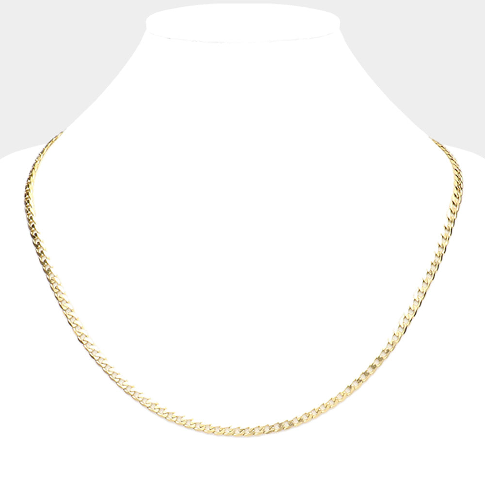 18 INCH, 4mm Stainless Steel Diamond Cut Cuban Chain Necklace ...