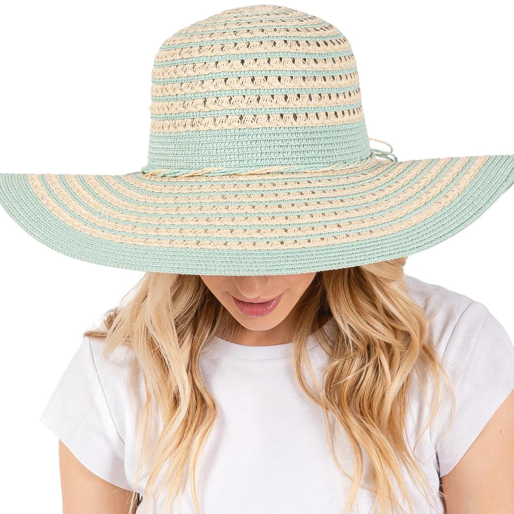 Striped Pattern Wide Brim Floppy Sun Hat – Madeline Love