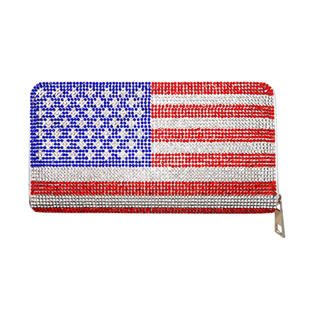 Bling American USA Flag Zipper Wallet – Madeline Love
