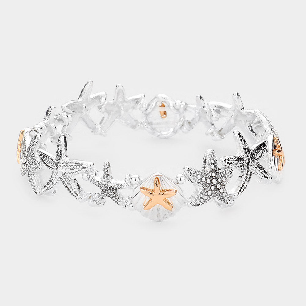 Metal Starfish Shell Stretch Bracelet – Madeline Love