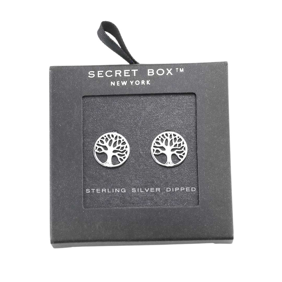 Secret Box Sterling Silver Dipped Metal Tree Stud Earrings – Madeline Love