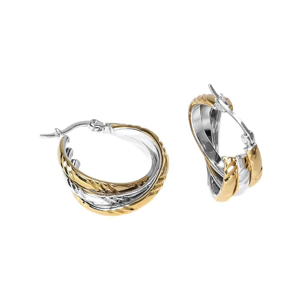 Stainless Steel Textured Twisted Pin Hoop Earrings – Madeline Love