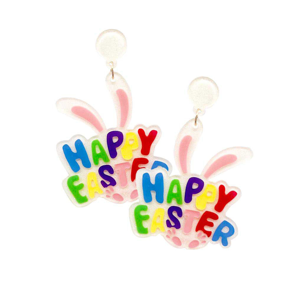 Happy Easter Resin Bunny Dangle Earrings – Madeline Love