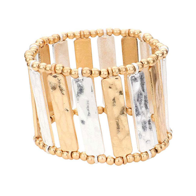 Metal Ball Trimmed Rectangle Cluster Stretch Bracelet – Madeline Love