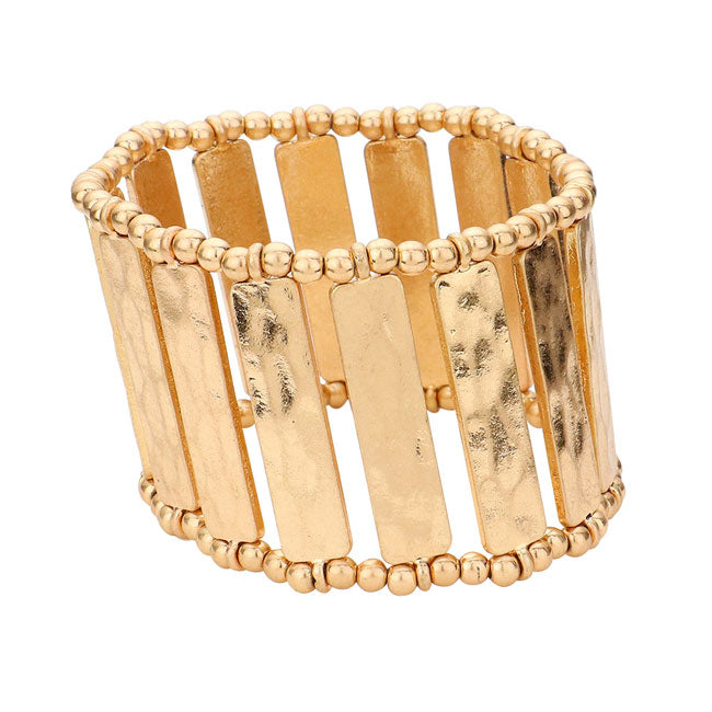 Metal Ball Trimmed Rectangle Cluster Stretch Bracelet – Madeline Love